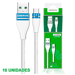 Cabo V8 x USB 2 Metros para celular OBERON - OR-CO02/M2 10 Unidades