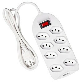 Extensão Elétrica 8 Tomadas Bivolt 10A Cabo de 1,5 Metros - SL7508