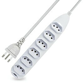 Extensão Elétrica 6 Tomadas Bivolt 10A Cabo de 3 Metros KNUP - SL7006 3M